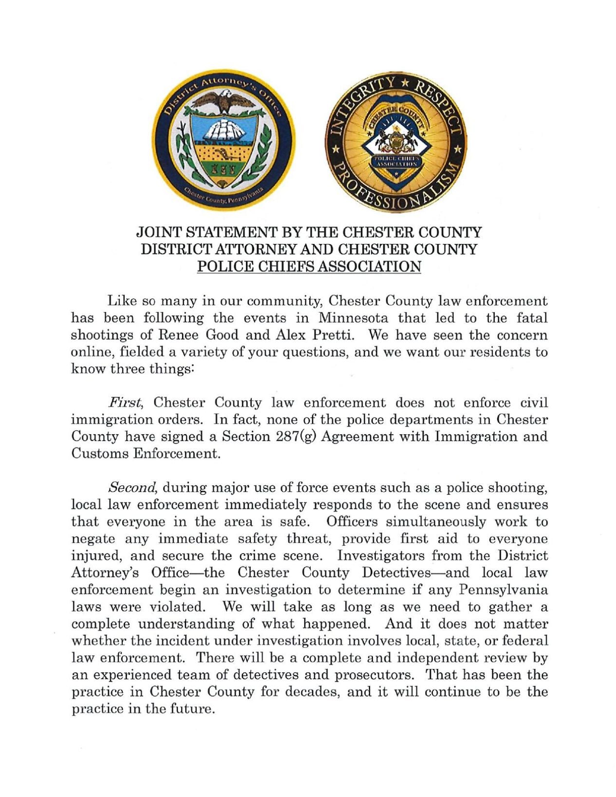 Chester County officials issue joint statement on ICE and immigration ...