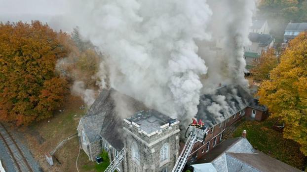 Crews battle fire at century-old church in Bangor, neighbor alerted 911 ...