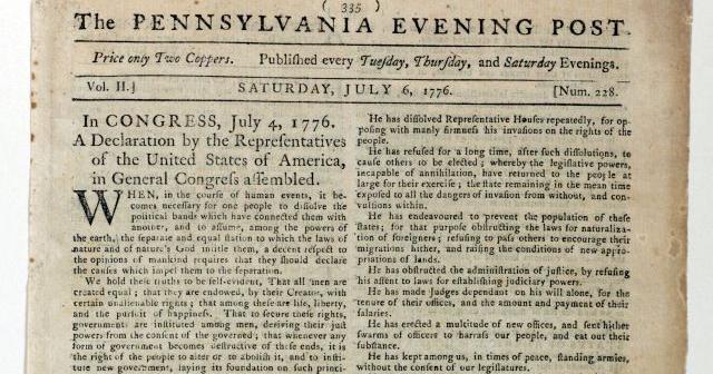1st newspaper printing of historic document | Business News | wfmz.com