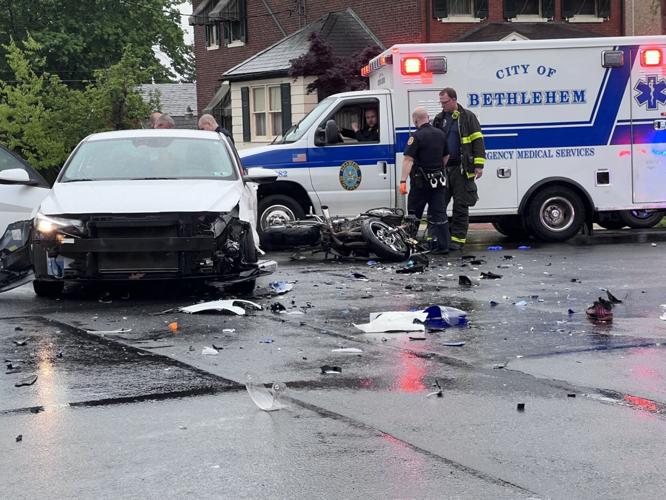 Motorcyclist rushed to the hospital after colliding with car in ...