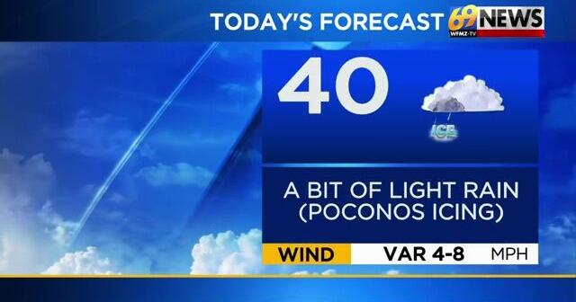 A bit of rain and drizzle with some icing north today; gradually milder ...
