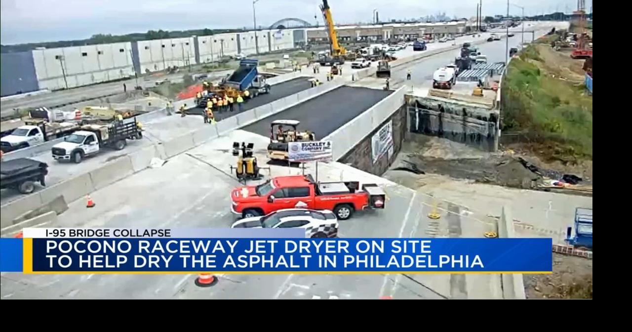 Pocono Raceway jet dryer on site to help dry I-95 asphalt | Video ...