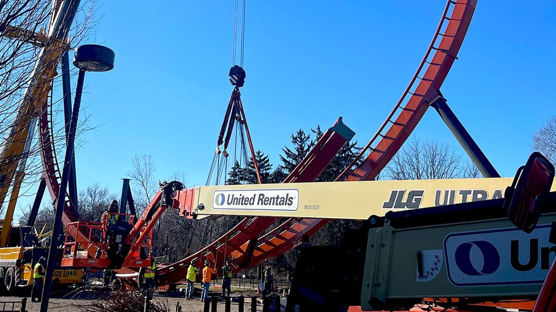 Train for Iron Menace arrives at Dorney Park, as construction continues ...