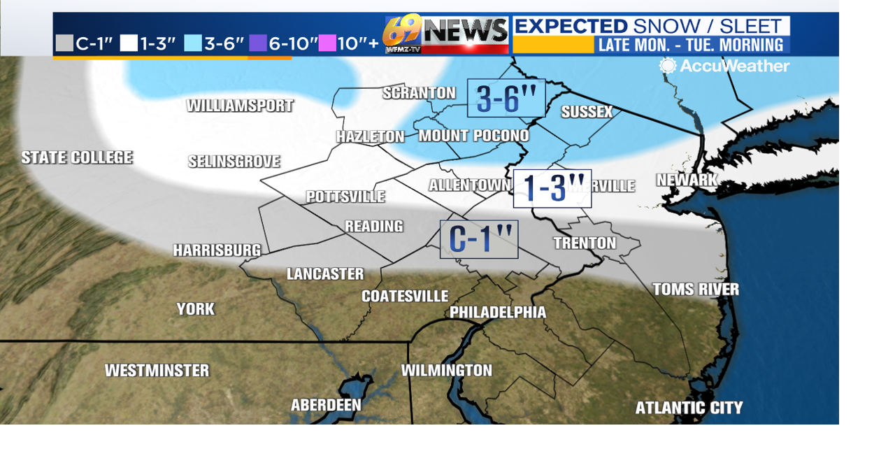 A bit of snow and ice at the start of the new week | Weather | wfmz.com