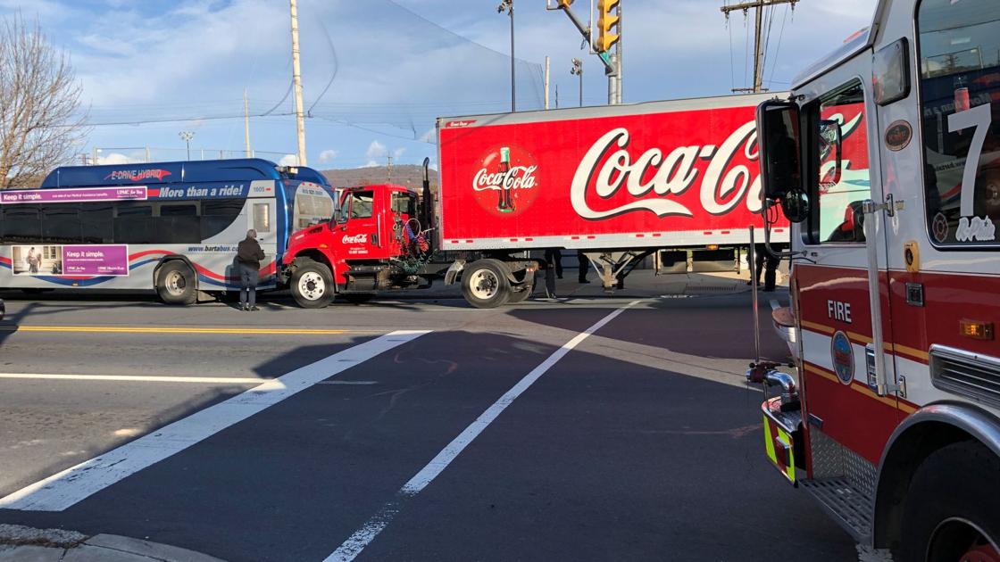 Tractor-trailer hits BARTA bus in Reading, several hurt | Berks ...