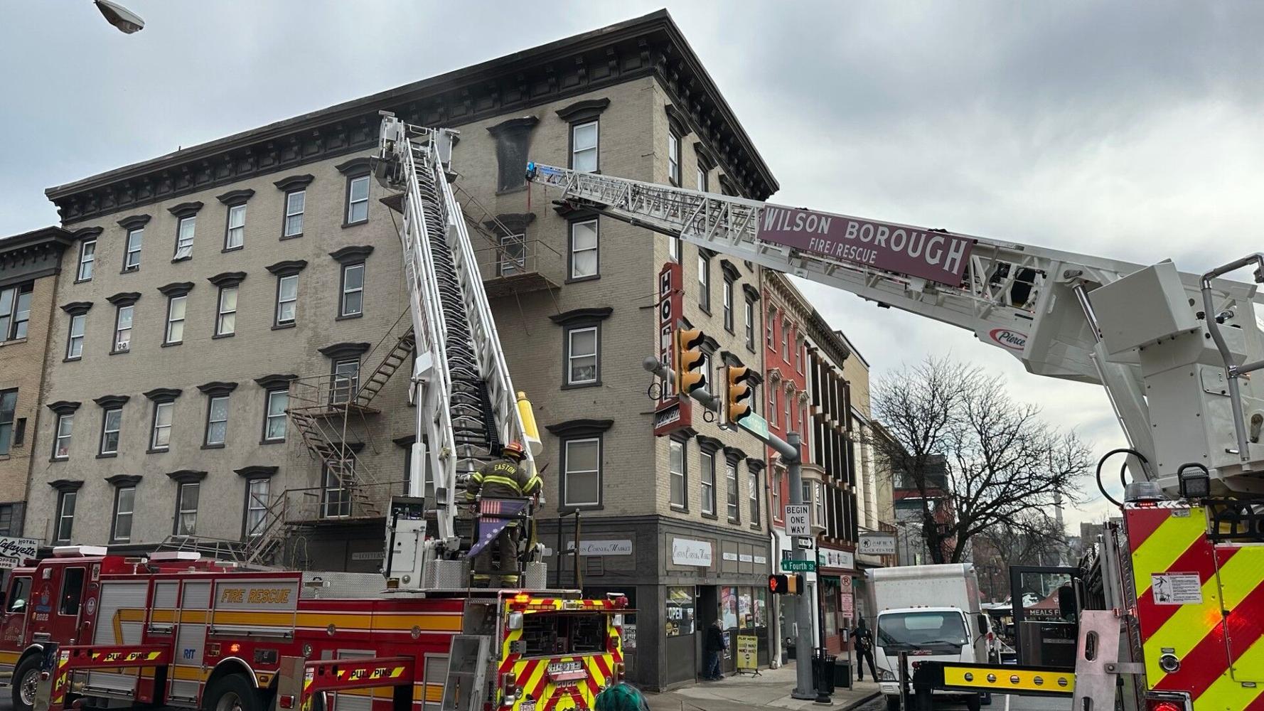 Hotel fire in Easton shuts down nearby streets, displaces over 30 ...