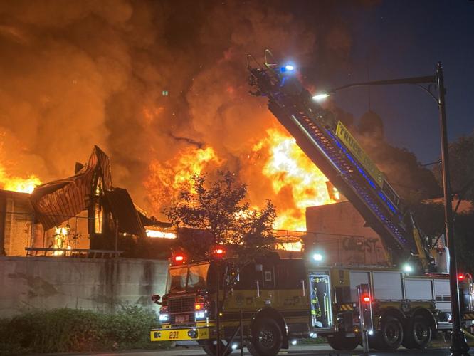'Ashes coming from the sky': Massive fire at former Allentown factory ...