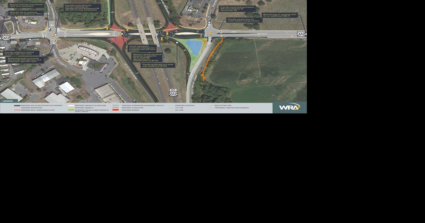 Routes 222 and 322 diverging diamond interchange overview | | wfmz.com