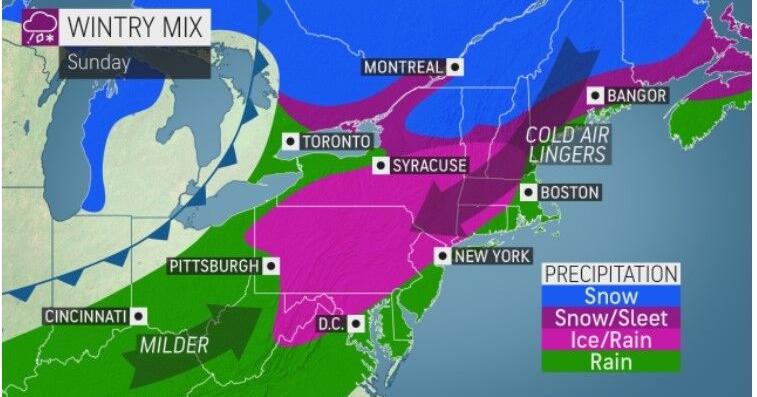 Slippery, icy Sunday; coldest air of the season arrives next week ...