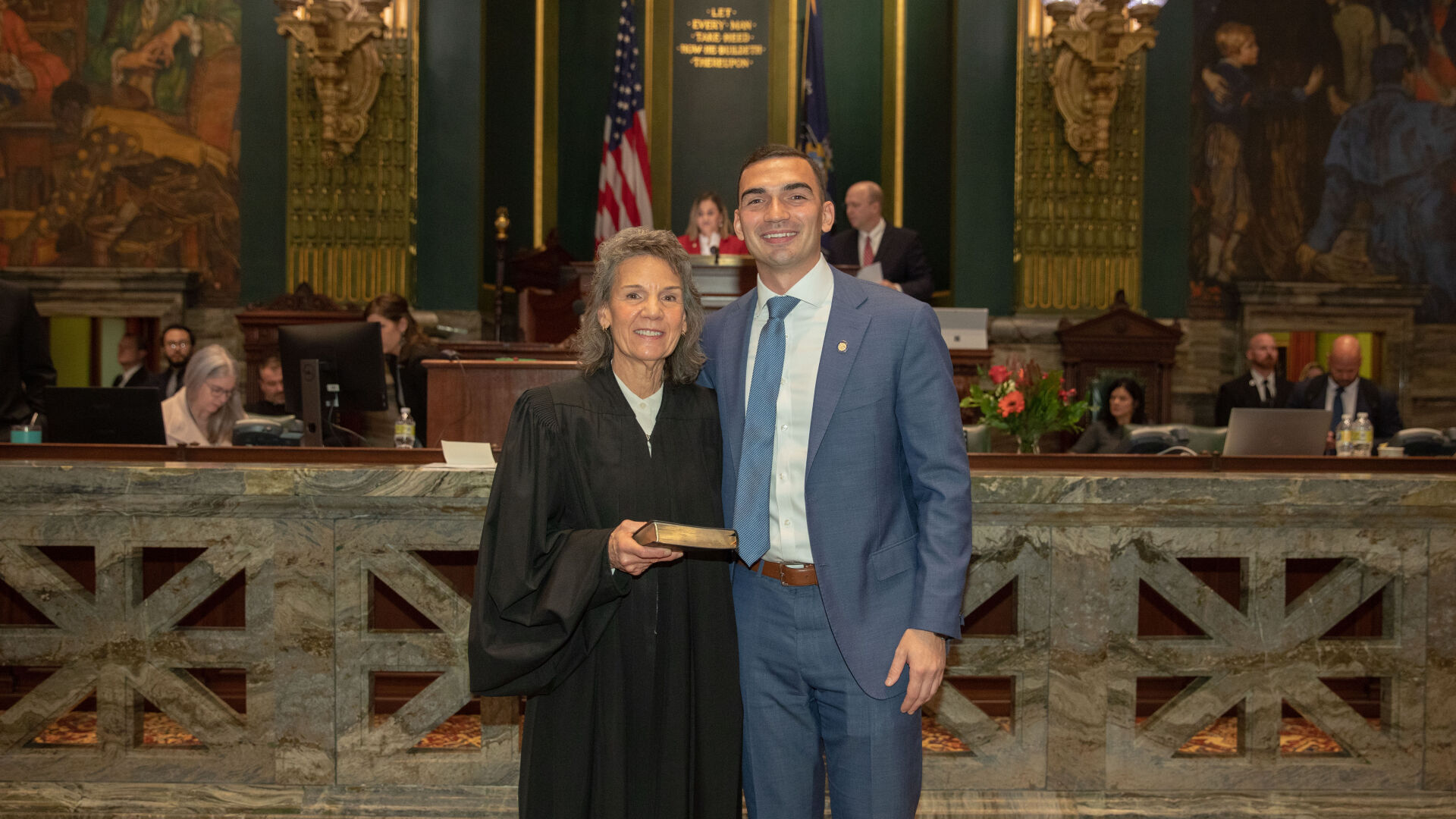 Judge Varricchio swearing in Sen. Nick Miller | | wfmz.com