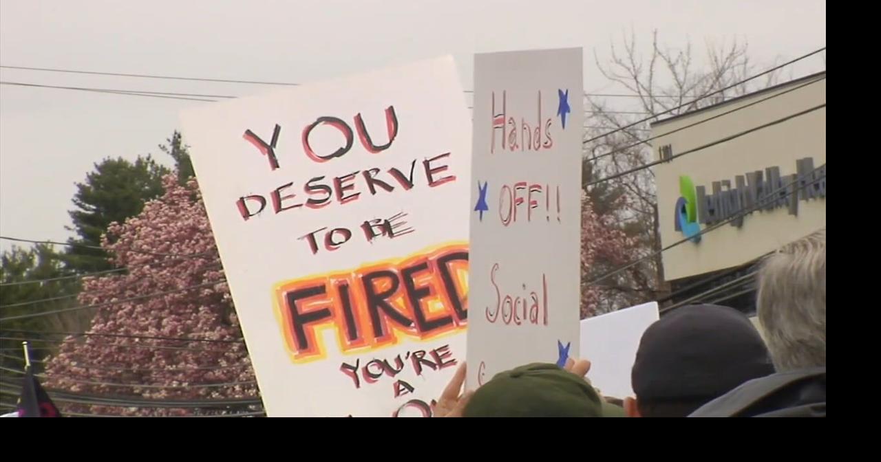 'We want his hands off our social security': Hundreds protest Trump ...