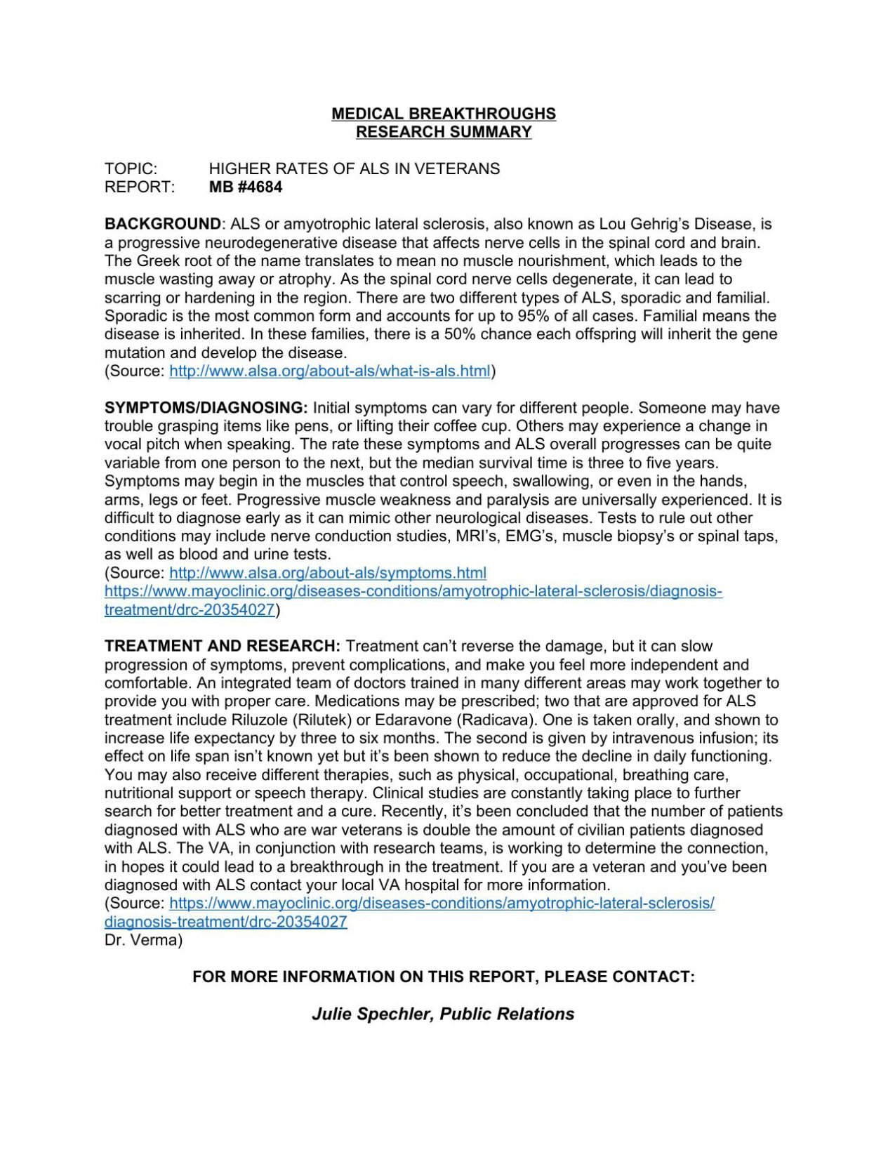 Research summary: Higher rates of ALS in veterans | | wfmz.com