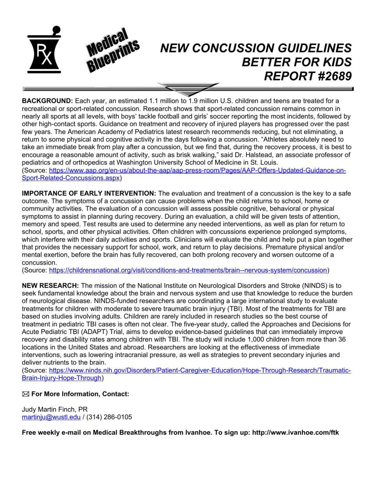 Medical Blueprints: New concussion guidelines better for kids | | wfmz.com