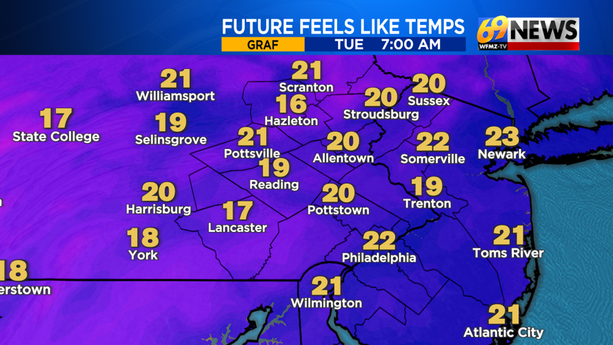 Cold, windy through Tuesday with a few conversational snowflakes ...