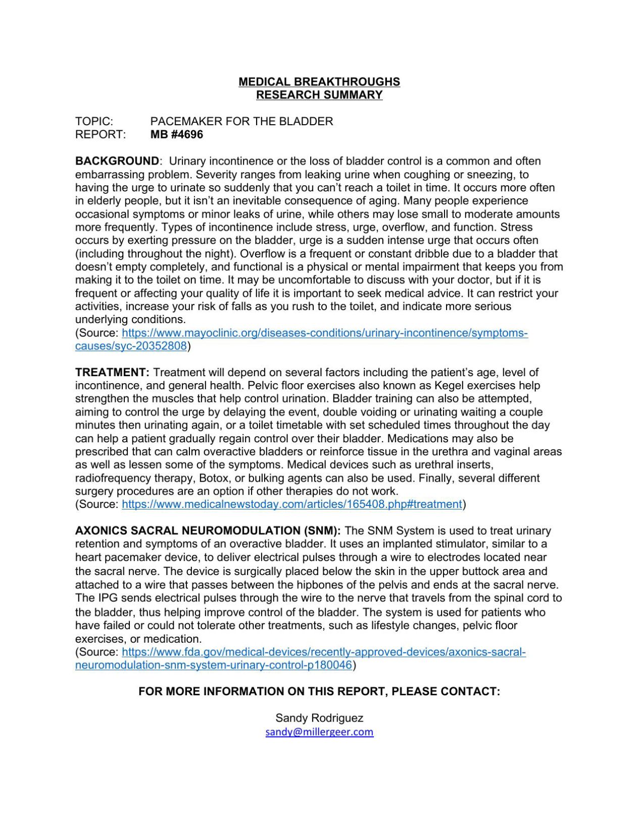 Research summary: Pacemaker for the bladder | | wfmz.com
