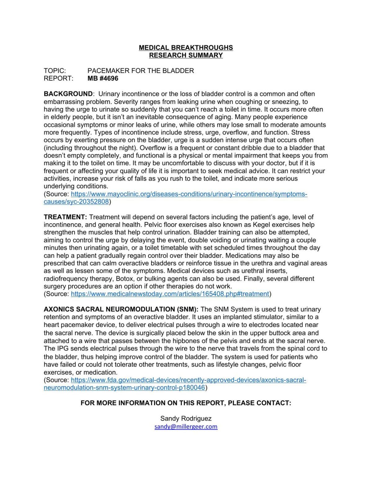 Research summary: Pacemaker for the bladder | | wfmz.com