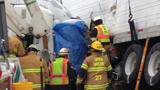 2 tractor trailers collide at busy intersection in Lehigh County ...