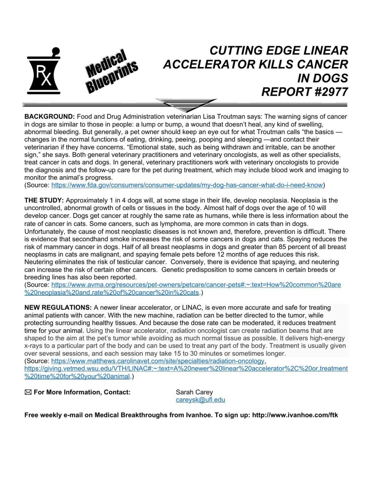 Health Beat: Cutting-edge linear accelerator kills cancer in dogs ...