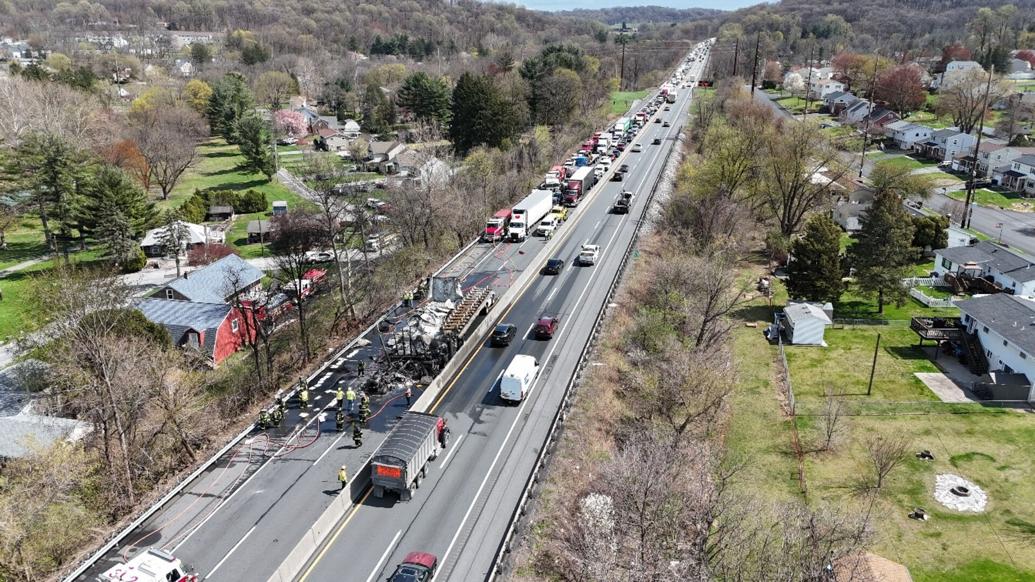 PHOTOS AND VIDEO: Fiery crash involving 2 tractor trailers on Northeast Extension | Lehigh ...