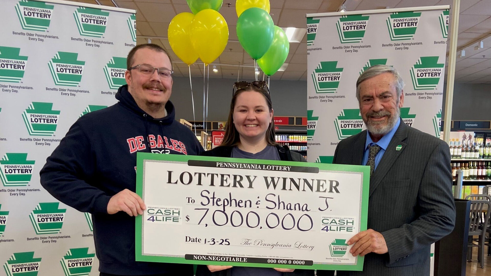 Pa. Lottery presents check for $7M to winners of Cash4Life top prize ...