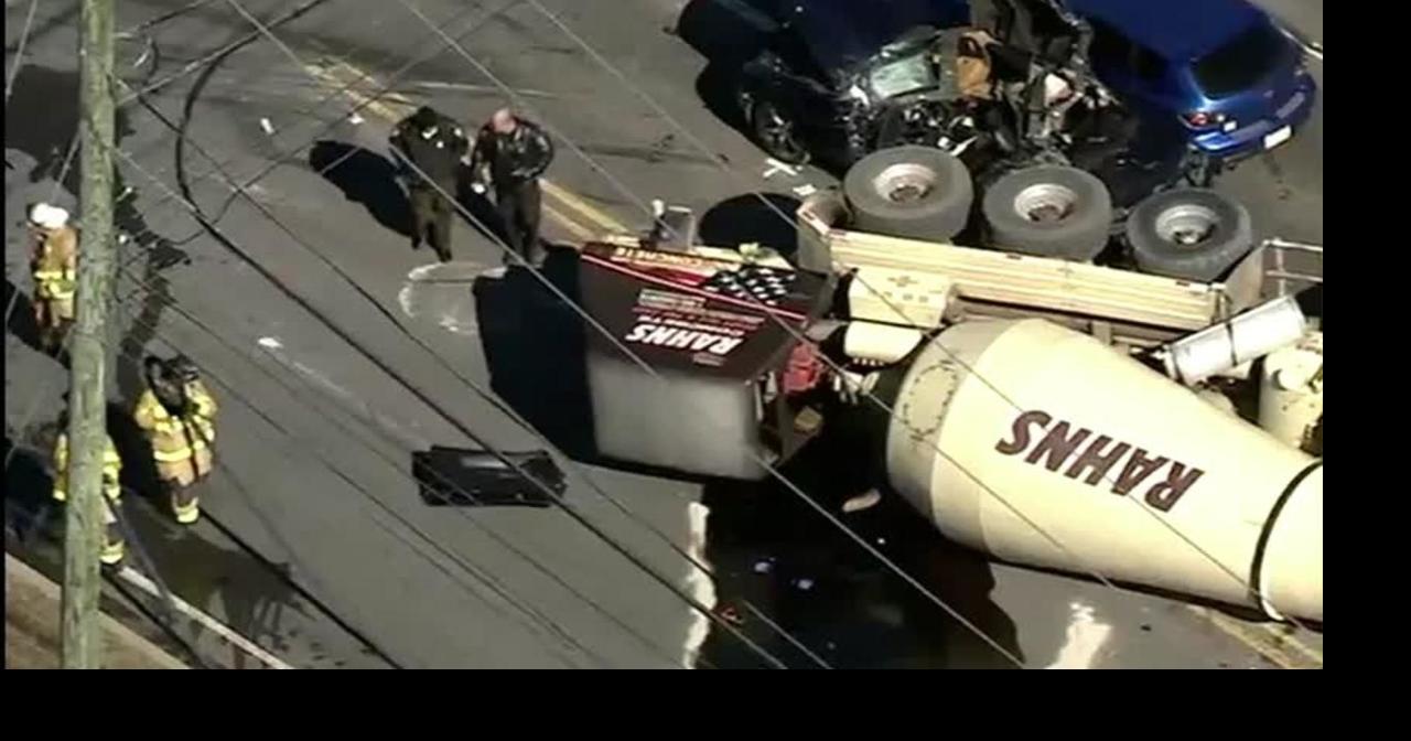Cement truck, car crash on Route 202 in Warrington | News | wfmz.com