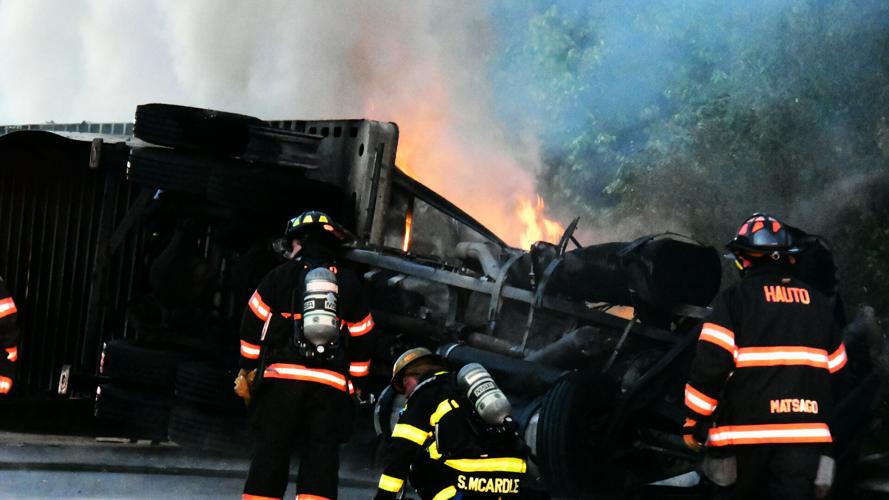 Route 93 remains closed after tractor trailer rolls over, catches fire ...