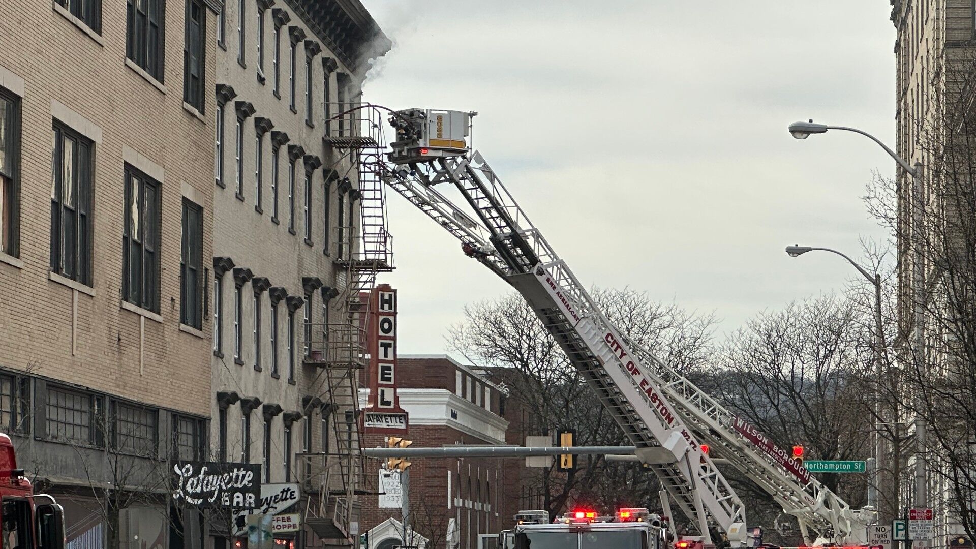 Hotel fire in Easton shuts down nearby streets, displaces over 30 ...