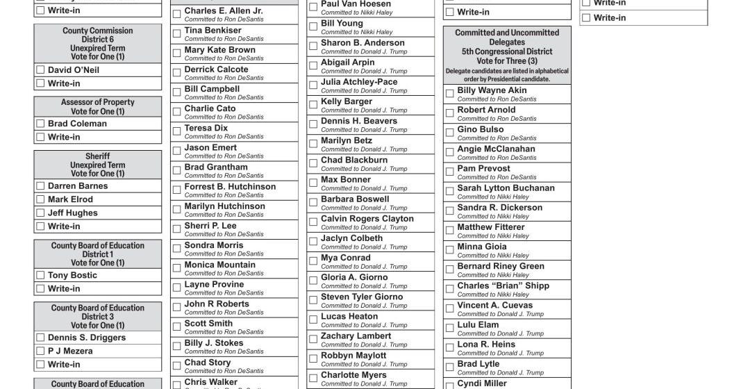 SAMPLE BALLOT • STATE OF TENNESSEE | Public Notices | williamsonherald.com