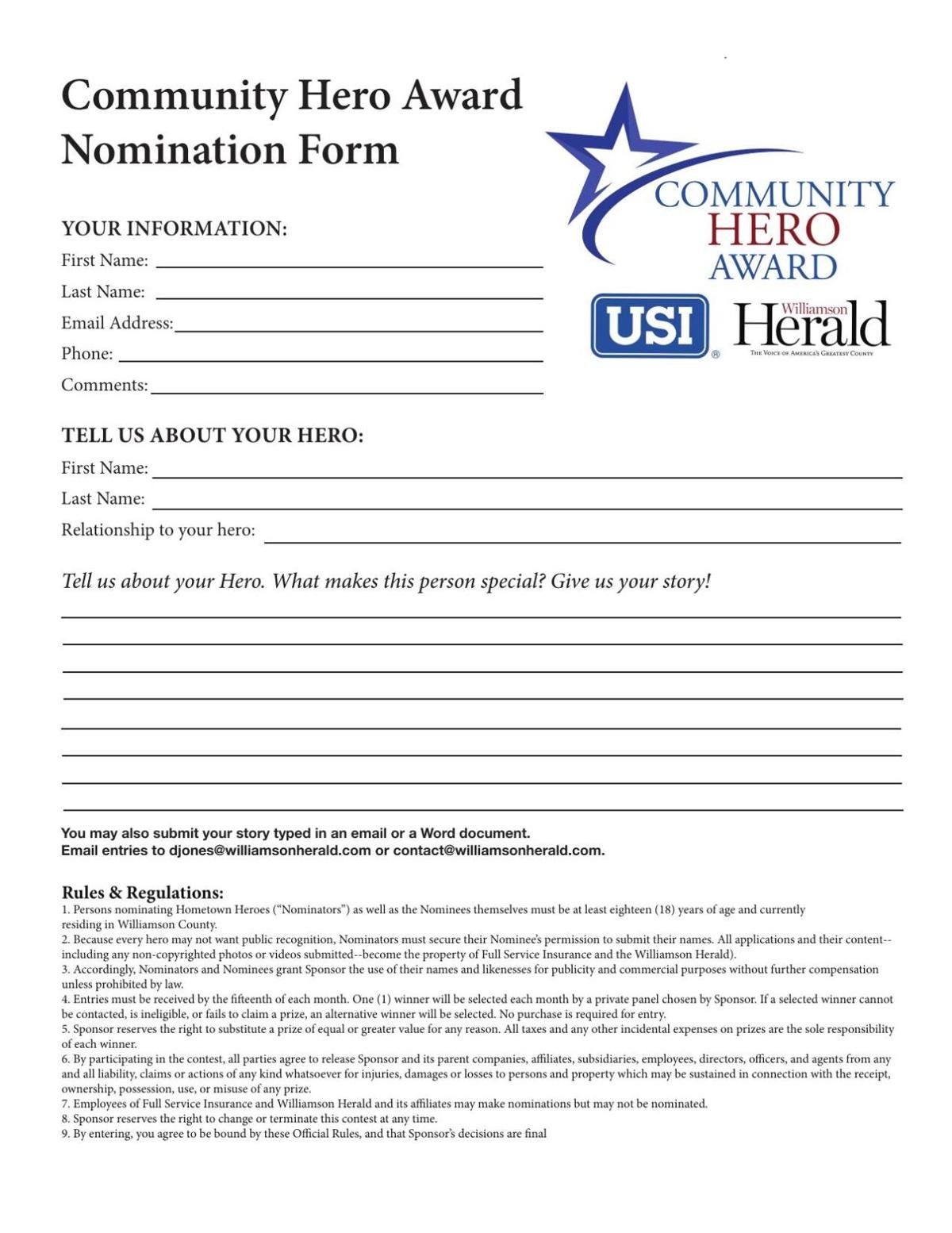 recognition nomination template