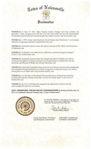 Town of Nolensville recognizes Juneteenth with proclamation ...