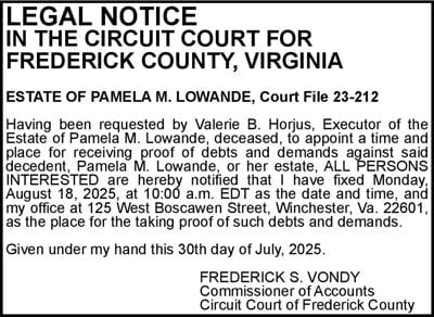 Pamela M. Lowande Estate | 8-4 & 11 | Notices | winchesterstar.com