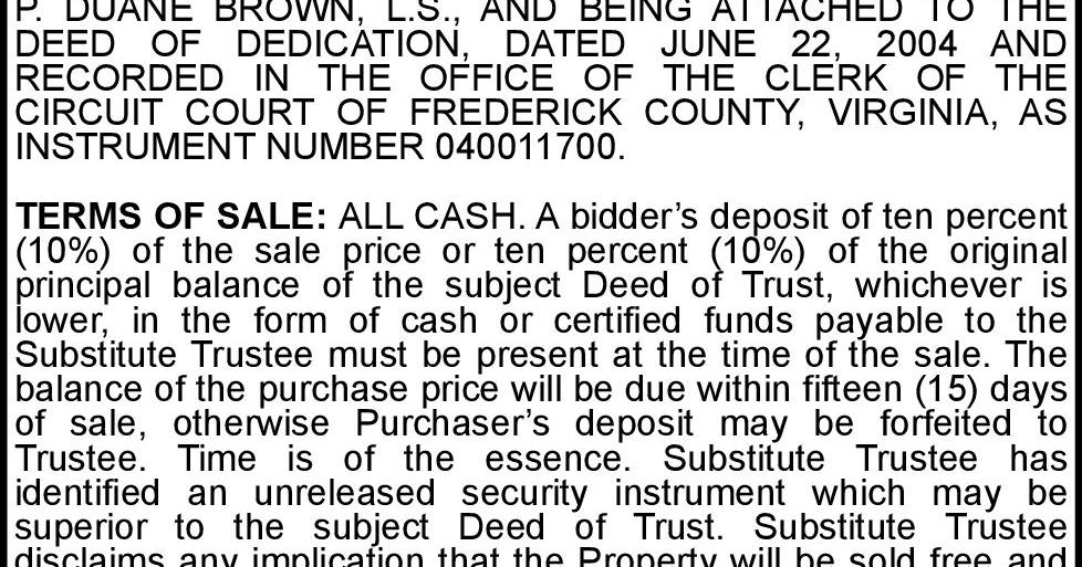 140 Travis Ct | VA-377427 | 1/8 1/15/26 | Notices | winchesterstar.com