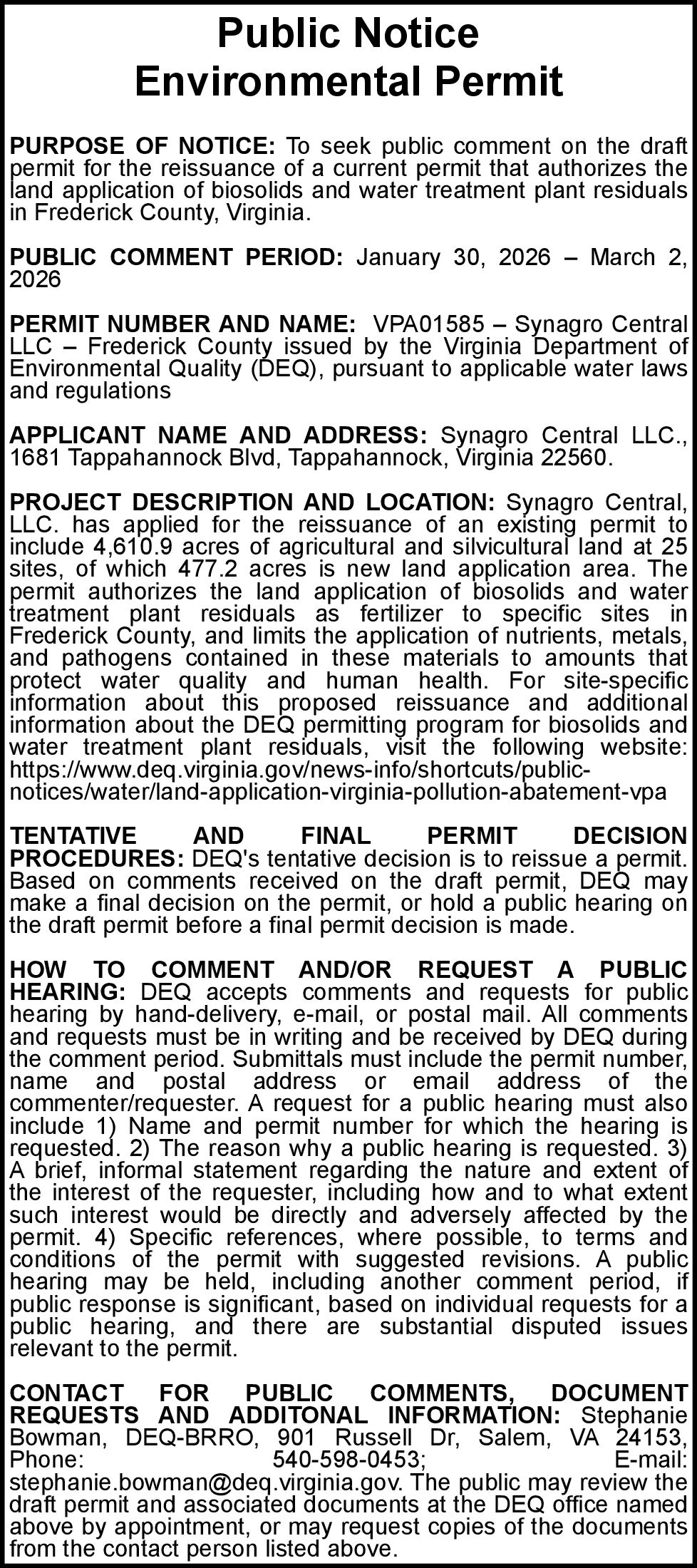 Notices & Legals | Notices | winchesterstar.com