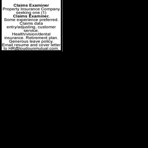 Claims Examiner | Jobs | winchesterstar.com