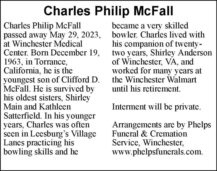 Charles Philip McFall | Obituaries | winchesterstar.com