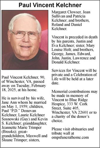 Paul Vincent Kelchner | Obituaries | winchesterstar.com