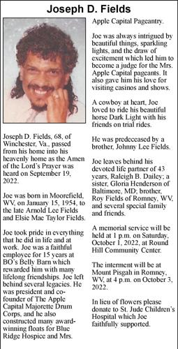 Joseph D. Fields | Obituaries | winchesterstar.com
