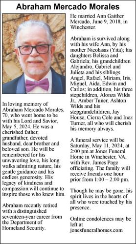 Abraham Mercado Morales | Obituaries | winchesterstar.com