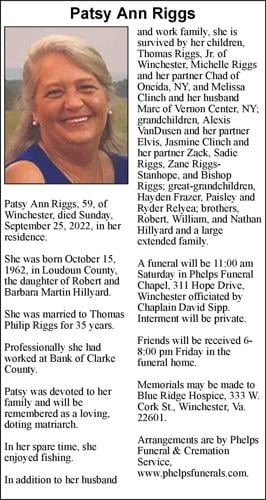 Patsy Ann Riggs | Obituaries | winchesterstar.com