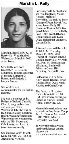 Marsha L. Kelly | Obituaries | winchesterstar.com