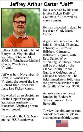 Jeffrey Arthur Carter “Jeff” | Obituaries | winchesterstar.com