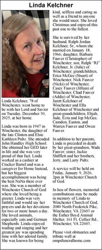 Linda Kelchner | Obituaries | winchesterstar.com