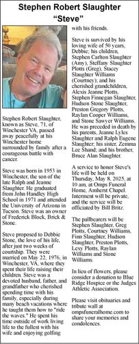 Stephen Robert Slaughter “Steve” | Obituaries | winchesterstar.com