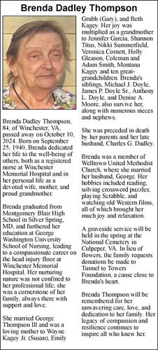Brenda Dadley Thompson | Obituaries | winchesterstar.com
