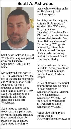 Scott A. Ashwood | Obituaries | winchesterstar.com
