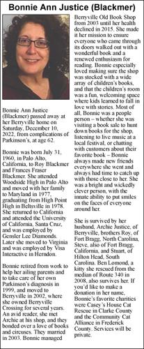 Bonnie Ann Justice (Blackmer) | Obituaries | winchesterstar.com