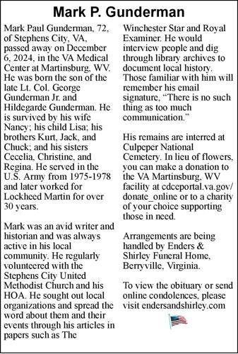 Mark P. Gunderman | Obituaries | winchesterstar.com