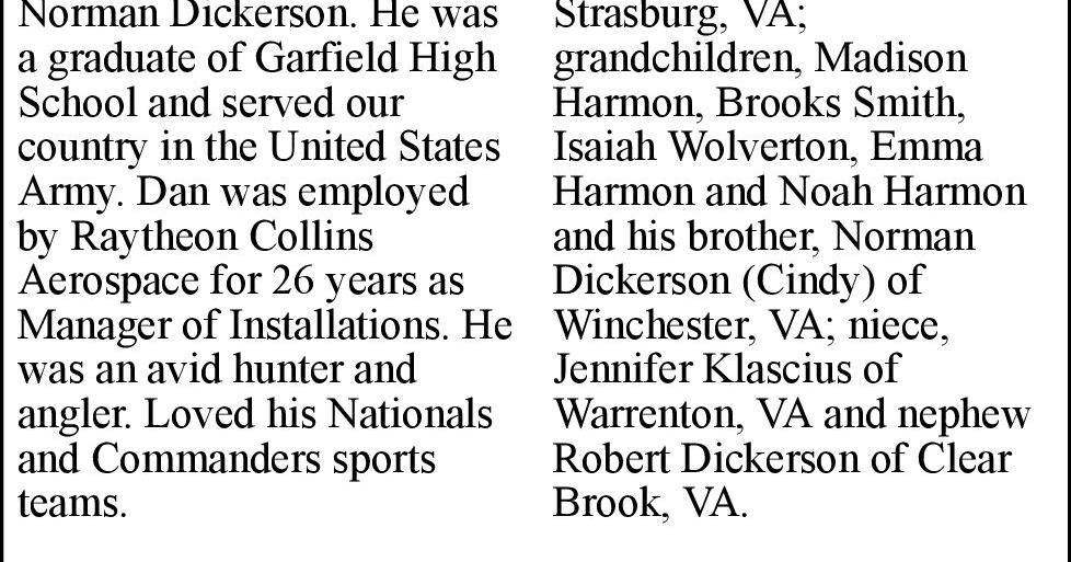 Daniel Louis Dickerson “Dan” | Obituaries | winchesterstar.com