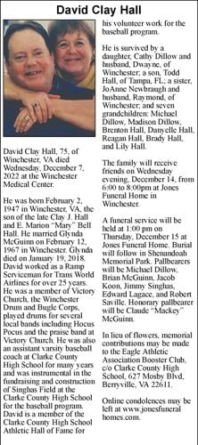 David Clay Hall | Obituaries | winchesterstar.com