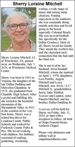 Sherry Loraine Mitchell | Obituaries | winchesterstar.com